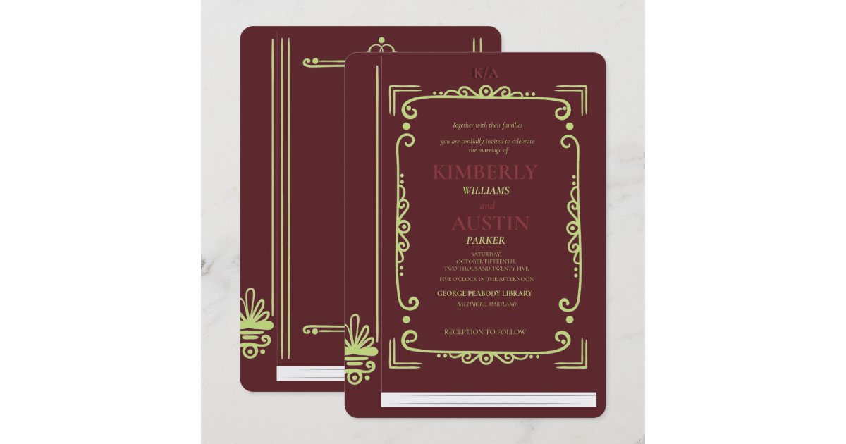 Vintage Book Cover | Book Theme Wedding Invitation | Zazzle