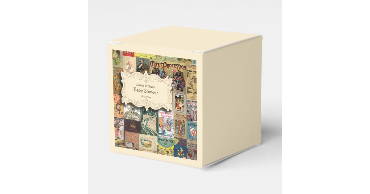 Vintage Books Bring A Book Baby Shower Favor Boxes | Zazzle