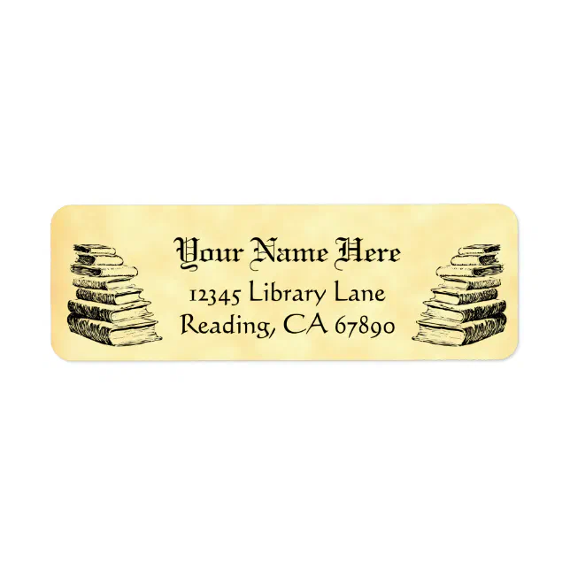 Vintage Books Custom Return Address Faux Parchment Label | Zazzle