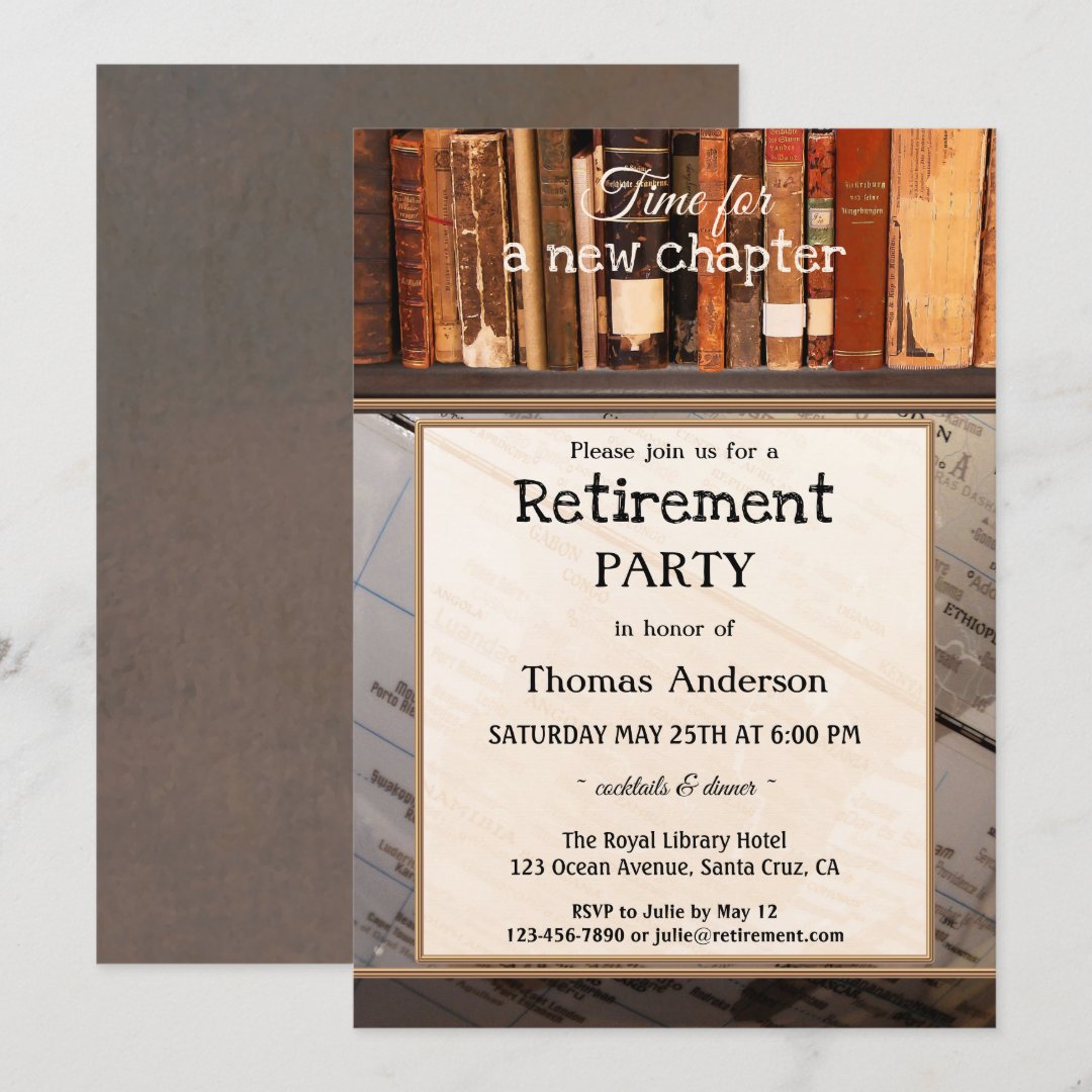 Vintage Books Library Retirement Party Invitation | Zazzle