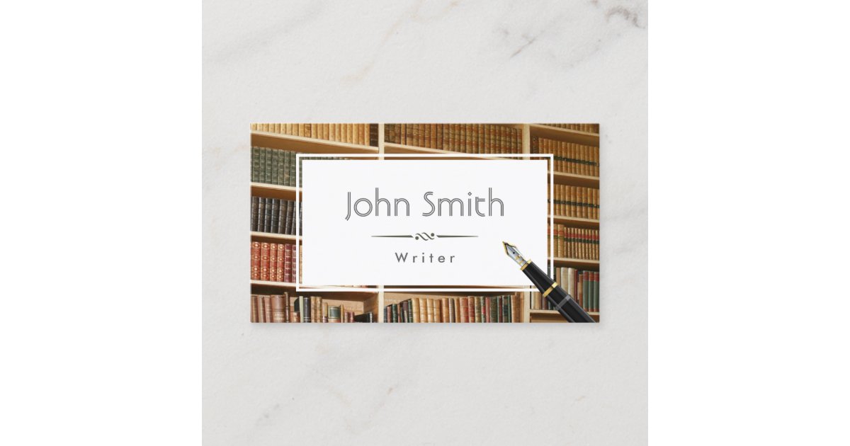 Vintage Bookshelves Writer Editor Business Card | Zazzle