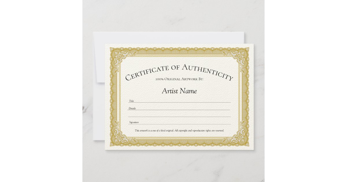 Vintage Border Certificate of Authenticity Invitation | Zazzle