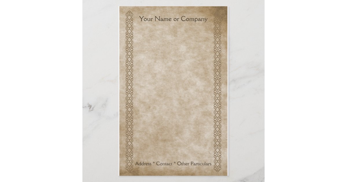 Vintage Borders Tan Stationery | Zazzle