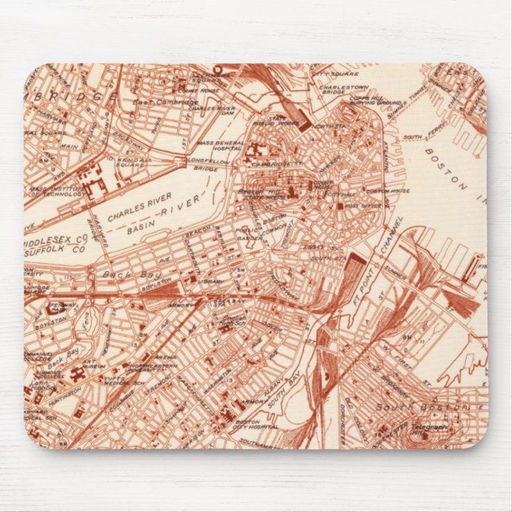 Vintage Boston Map Mouse Pad | Zazzle