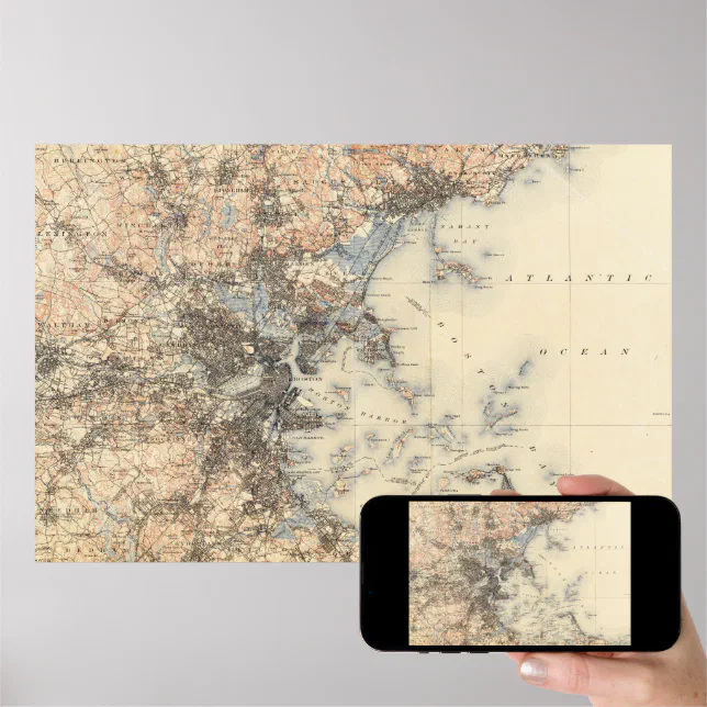 Vintage Boston Topographic Map (1900) Poster | Zazzle