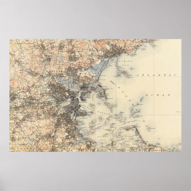 Vintage Boston Topographic Map (1900) Poster | Zazzle