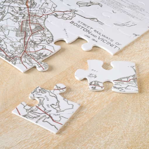 Vintage Boston Transit Line Map (1914) Jigsaw Puzzle | Zazzle