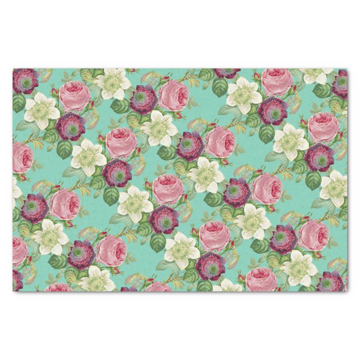 Vintage Botanical Blossom Country Chic Tissue Paper | Zazzle.com