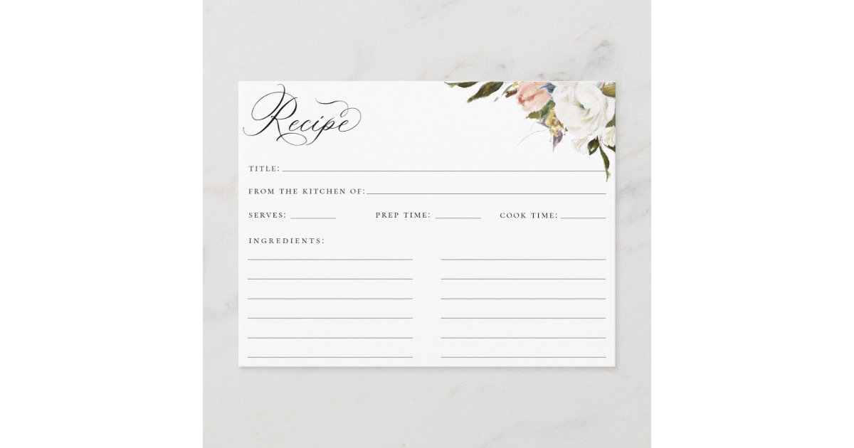 Vintage Botanical Floral Recipe Card | Zazzle