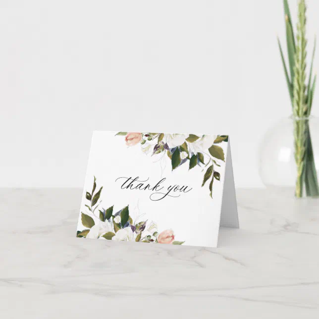 Vintage Botanical Floral Thank You Card | Zazzle