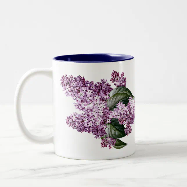 Vintage Botanical Lilacs Flowers Tea Two-Tone Coffee Mug | Zazzle