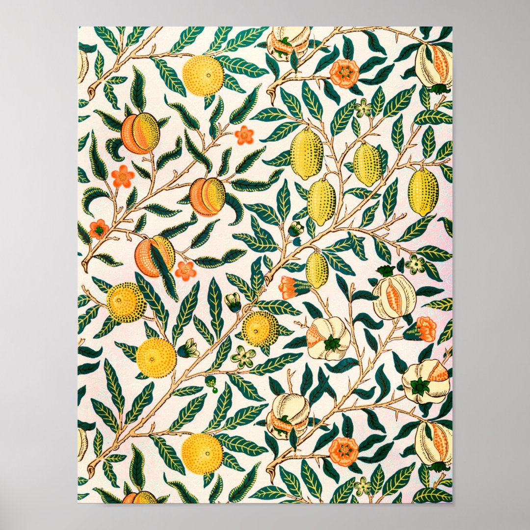 Vintage Botanical Pattern Poster | Zazzle