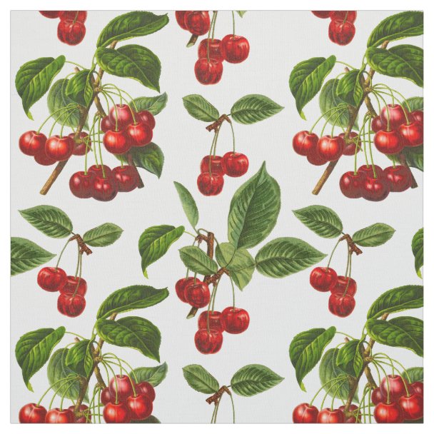 Red cherries fabric | Zazzle