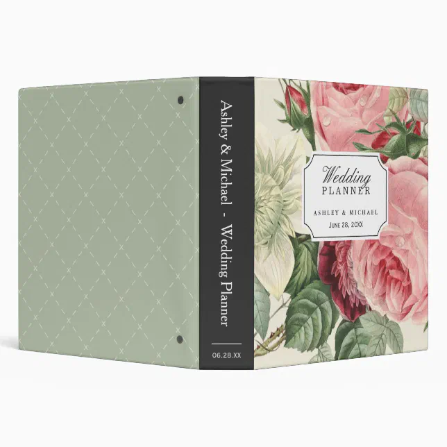 Vintage Botanical Roses Floral Wedding Planner Binder | Zazzle
