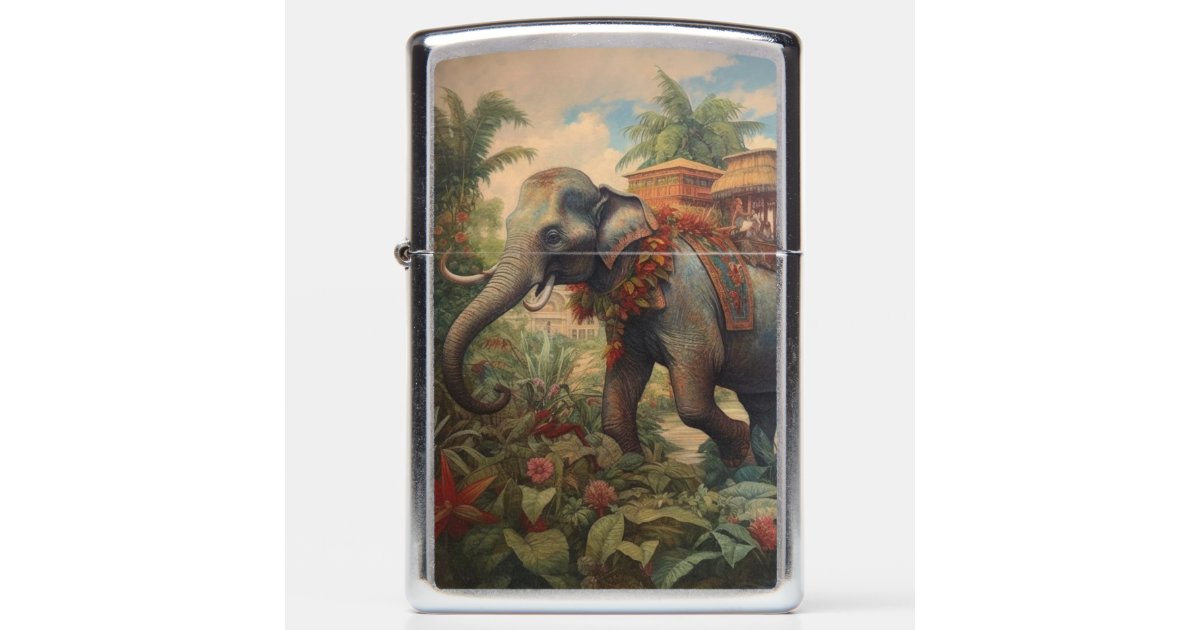 Vintage botanical scene elephant with howdah zippo lighter | Zazzle