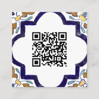 Vintage Botanical Tiles QR Code Social Media Icons Square Business Card ...