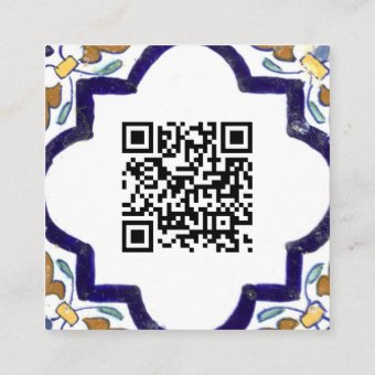 Vintage Botanical Tiles QR Code Social Media Icons Square Business Card ...