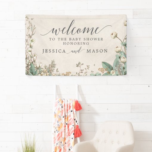 Vintage Botanical Vinyl Welcome Banner | Zazzle
