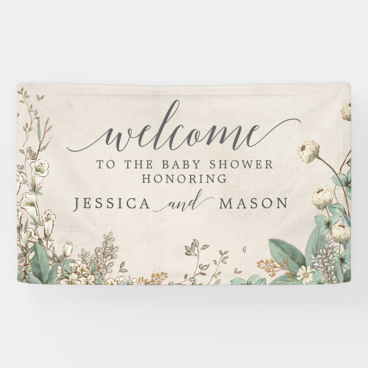 Vintage Botanical Vinyl Welcome Banner | Zazzle