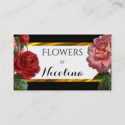 Vintage Botanicals BW | Gold Floral Florist Business Card | Zazzle