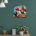 Vintage Boxing Girl Illustration Poster | Zazzle
