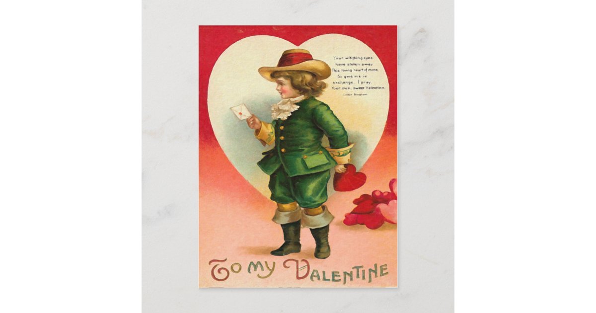 Vintage Boy with Heart Postcard | Zazzle