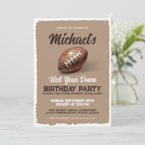 Vintage Boys First Year Down 1st Birthday Party Invitation | Zazzle