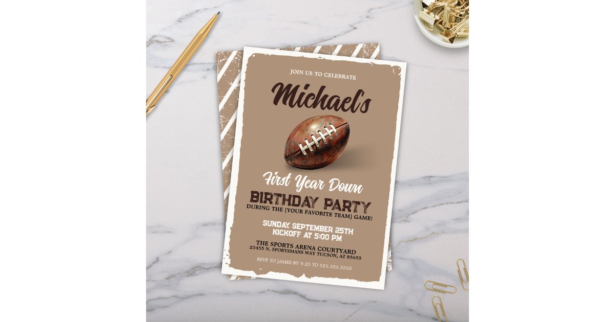 Vintage Boys First Year Down 1st Birthday Party Invitation | Zazzle