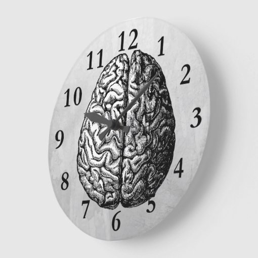 VINTAGE BRAIN DRAWING CLOCK | Zazzle