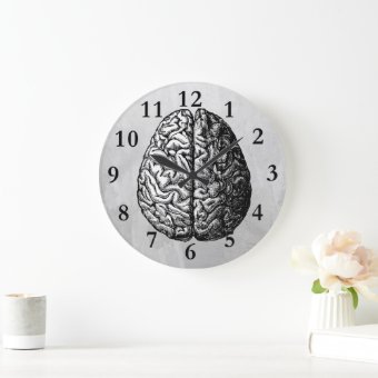 VINTAGE BRAIN DRAWING CLOCK | Zazzle