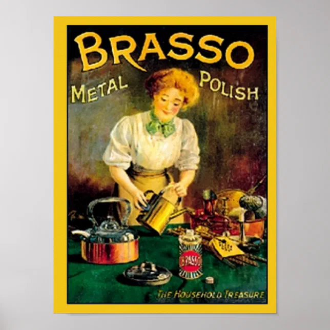 Vintage Brasso Metal Polish Ad Poster | Zazzle