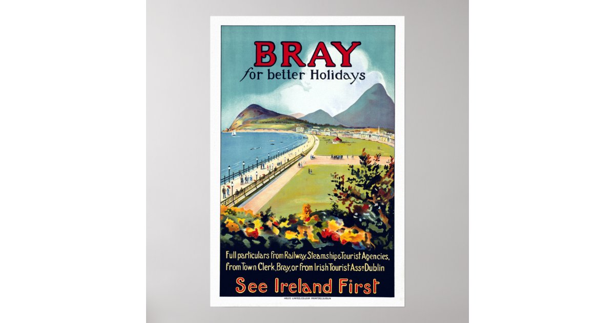 Vintage Bray Ireland Travel Poster | Zazzle
