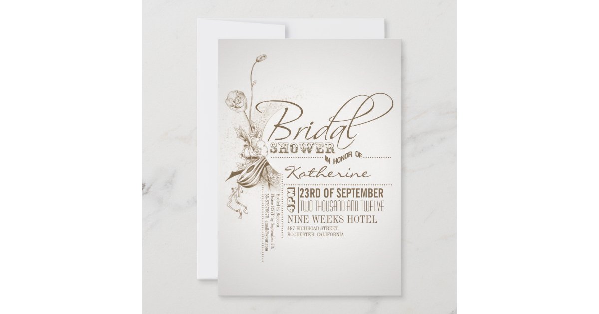 vintage bridal shower invitations | Zazzle