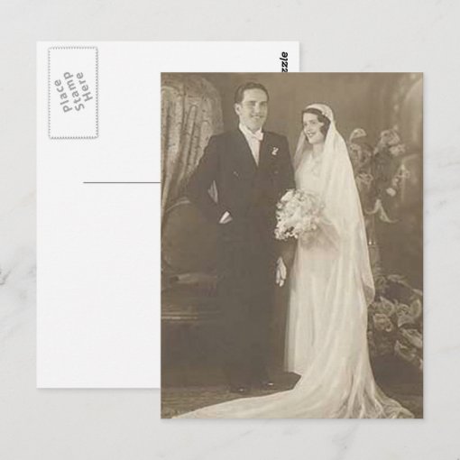 Vintage Bride & Groom Romantic Wedding Photography Postcard | Zazzle