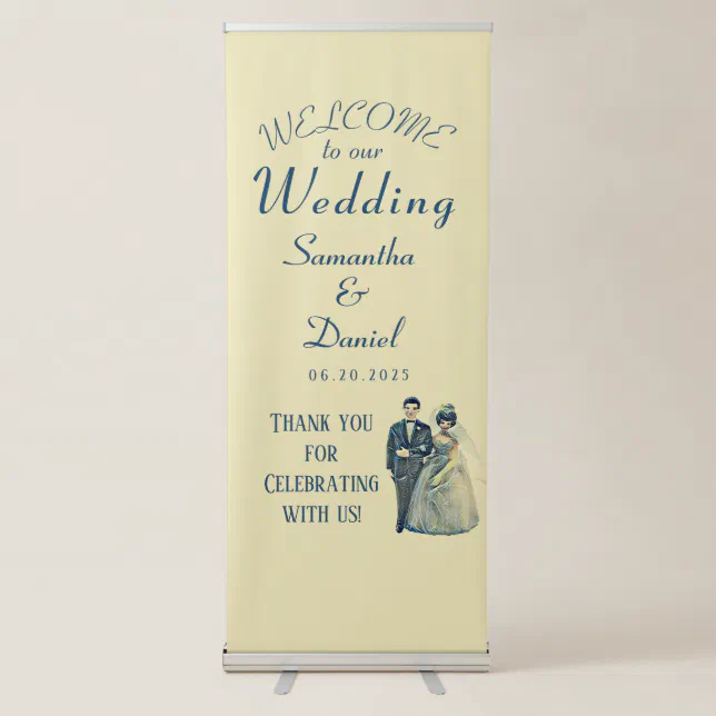 Vintage Bride Groom Wedding Welcome Retractable Banner | Zazzle