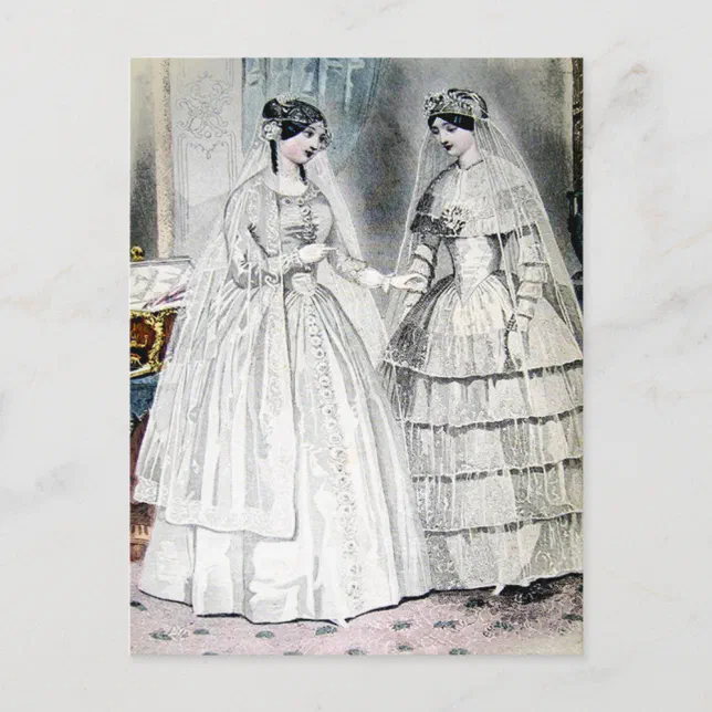 Vintage Bride Wedding Dress Postcard | Zazzle
