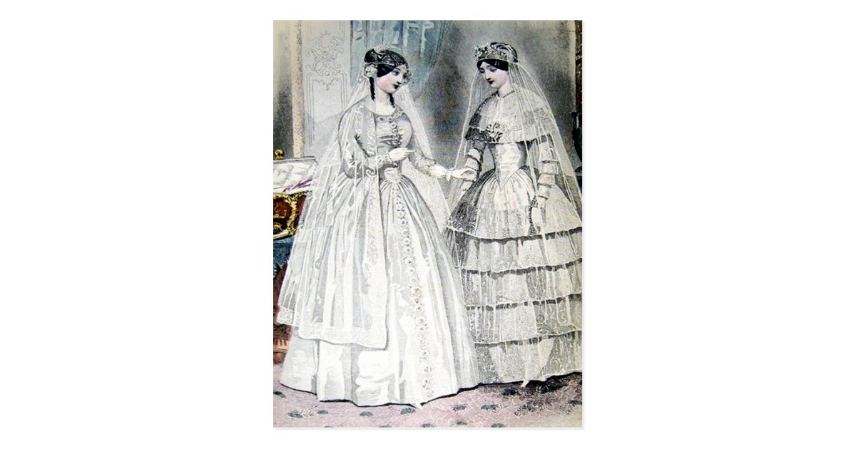 Vintage Bride Wedding Dress Postcard | Zazzle.com
