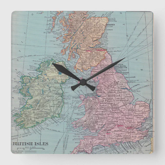 Vintage Britain Map Clock | Zazzle