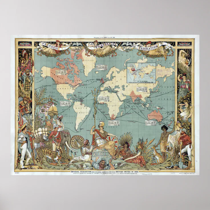 Vintage British Empire World Map (1886) Poster | Zazzle