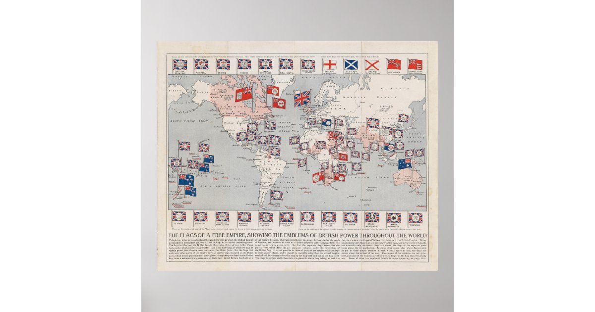 Vintage British Empire World Map (1910) Poster | Zazzle