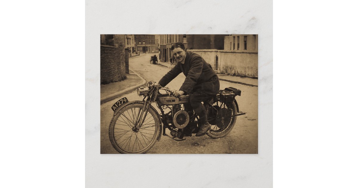 Vintage British Motorcycle Early 1900s Postcard | Zazzle