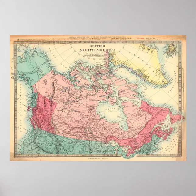 Vintage British North America map Poster | Zazzle