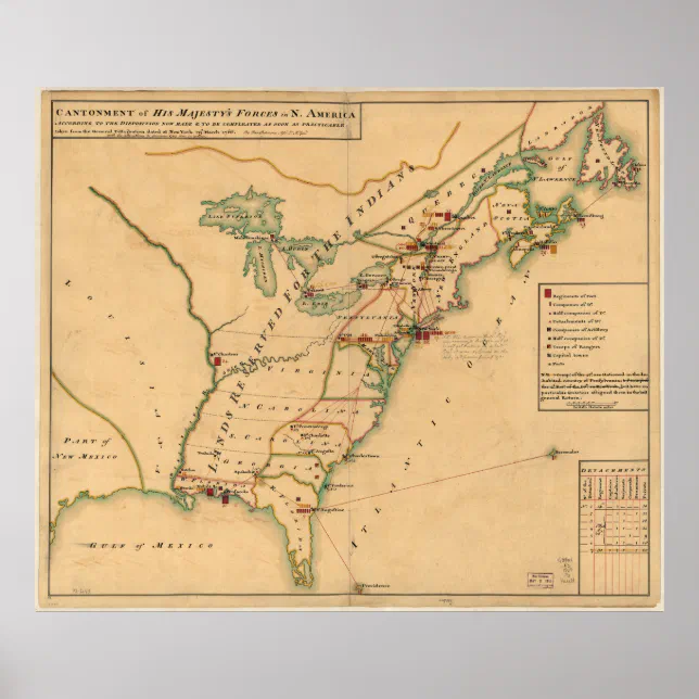 Vintage British Occupation Map of America (1765) Poster | Zazzle