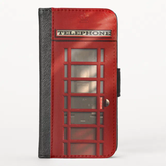 Vintage British Red Telephone Box iPhone Wallet Case | Zazzle