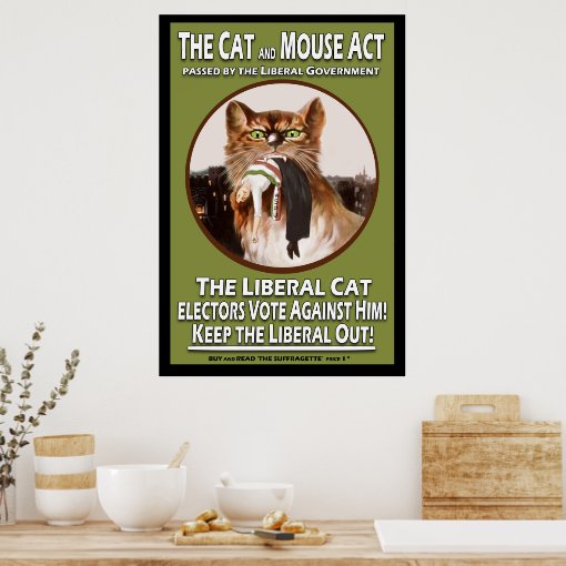 Vintage British Suffragette Cat and Mouse Act Poster | Zazzle