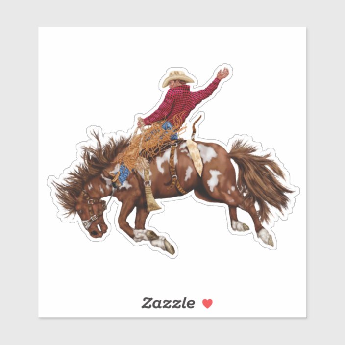 Vintage bronco rider sticker | Zazzle.com