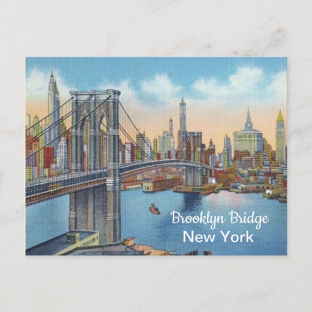 Vintage, Brooklyn Bridge, New York. Postcard | Zazzle