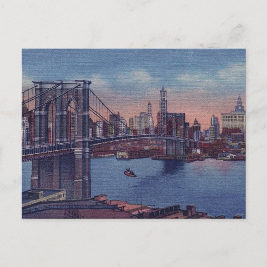 Vintage Brooklyn Bridge Postcard | Zazzle