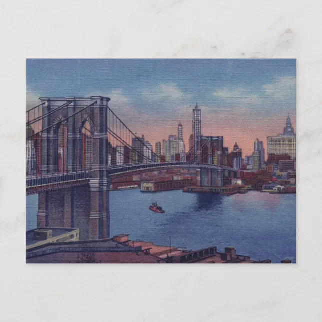 Vintage Brooklyn Bridge Postcard | Zazzle