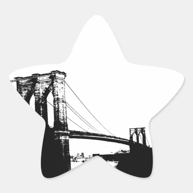 Vintage Brooklyn Bridge Star Sticker | Zazzle